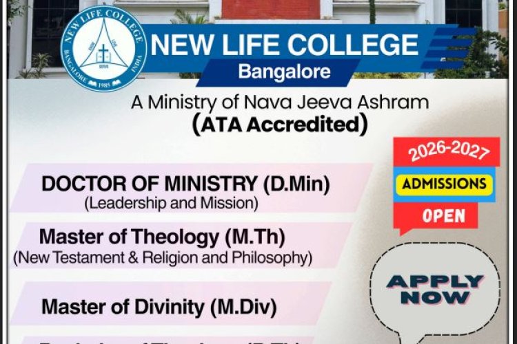 Admissions Open; New Life College Bangalore - Online Good News